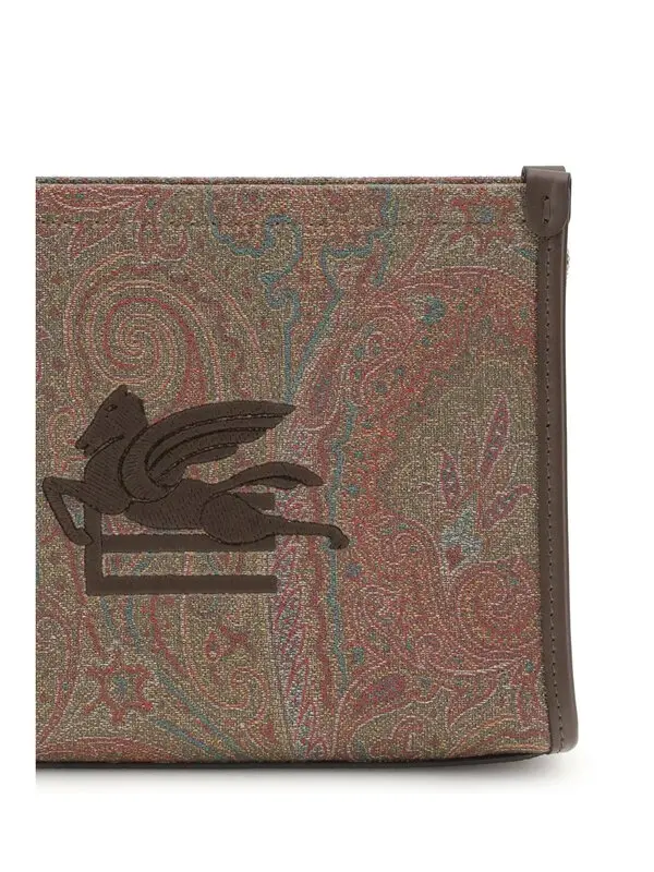 Etro Medium Pouch In Paisley Jacquard - Multicolor