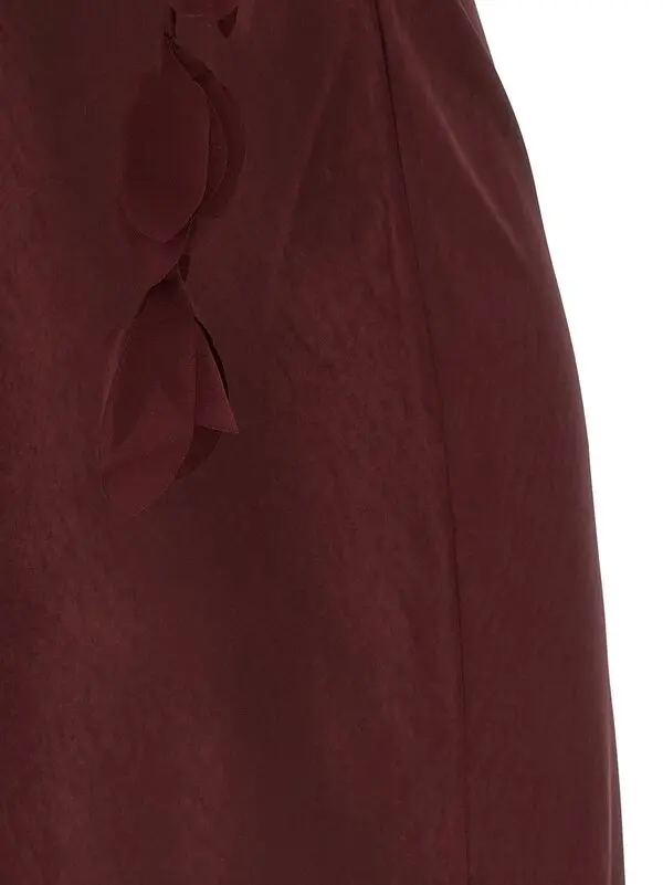 SELF-PORTRAIT Burgundy Satin Flower Midi Dress - Multicolor