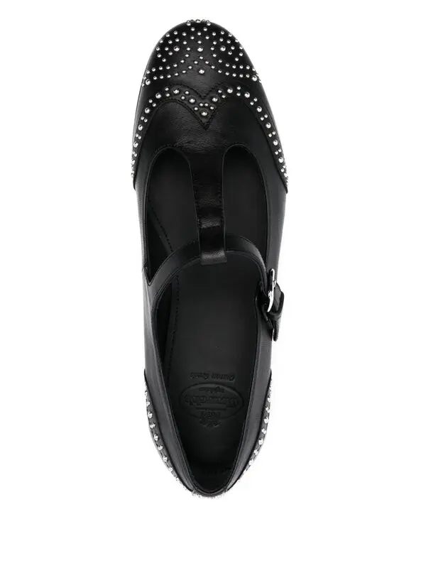 Church's Leather Mary Jane Ballet Flats With Buckle Fastening And Stud Detailing - Multicolor
