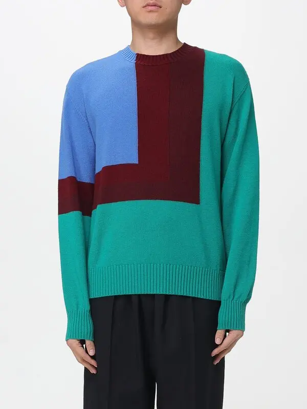 Loewe Geometric Color Block Crew Neck Sweater - Red