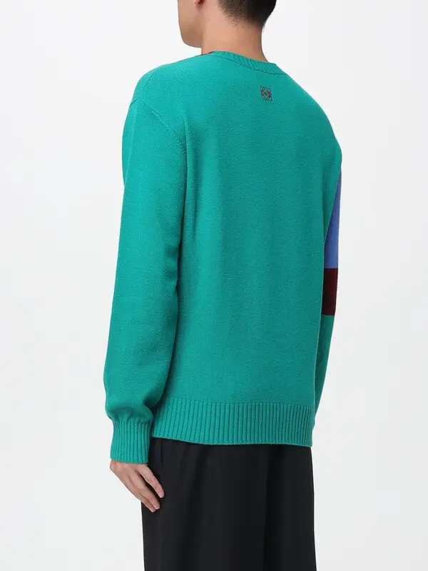 Loewe Geometric Color Block Crew Neck Sweater - Red