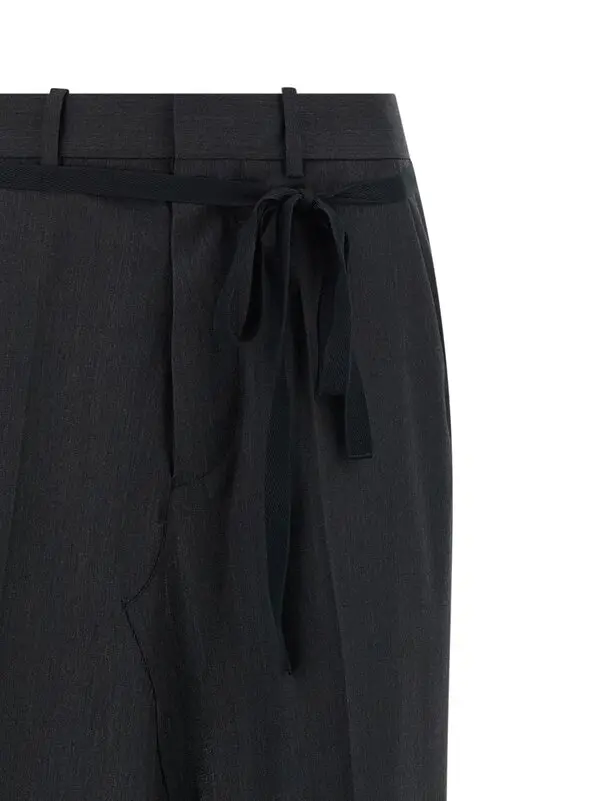 MAISON MARGIELA Long Flared Skirt With Raw Cut Hem And Tie Detail