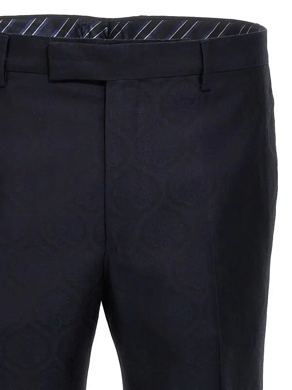 Etro Jacquard Cotton Wool Slim Fit Trousers