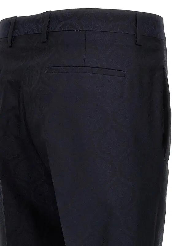 Etro Jacquard Cotton Wool Slim Fit Trousers