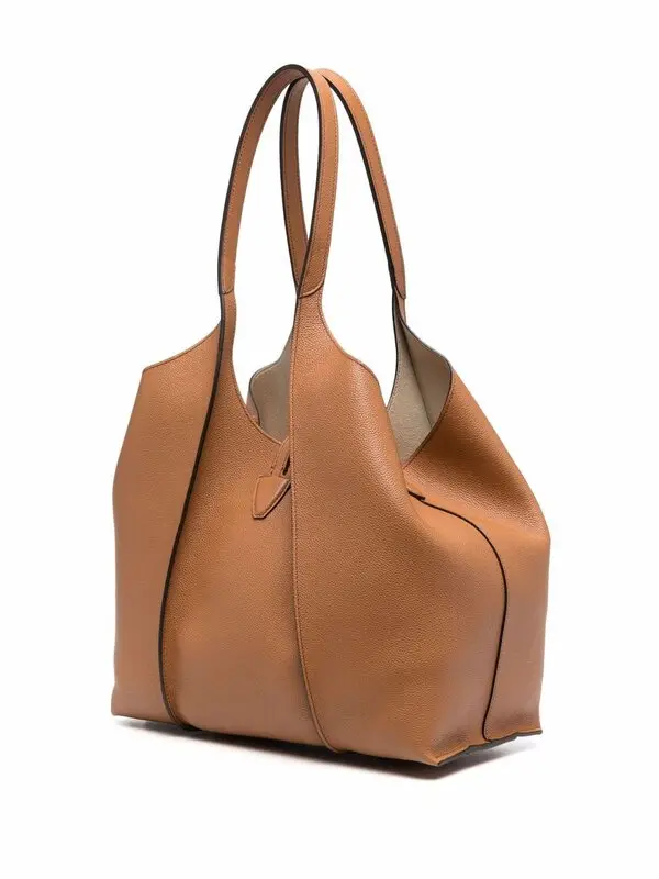 TOD'S Small Leather Tote Bag With Gold-tone Logo - Multicolor