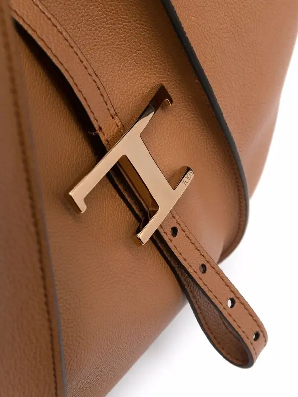 TOD'S Small Leather Tote Bag With Gold-tone Logo - Multicolor