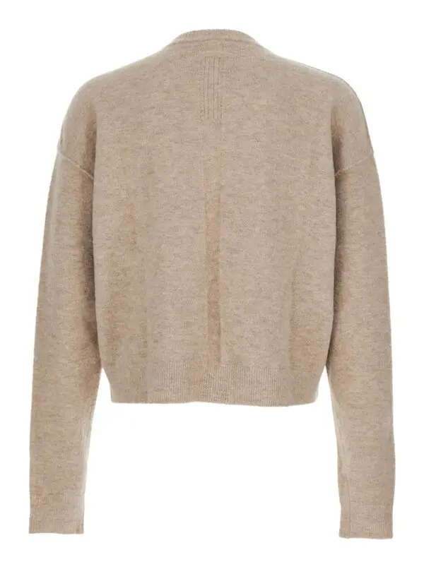 Rick Owens V-neck Wool Blend Cropped Sweater - Cream