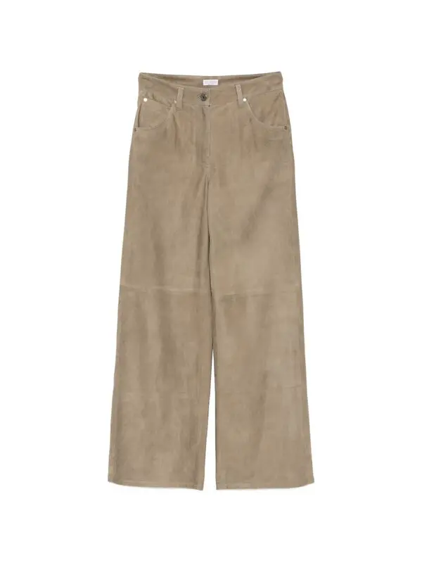 Brunello Cucinelli Paneled Leather Trousers - Multicolor