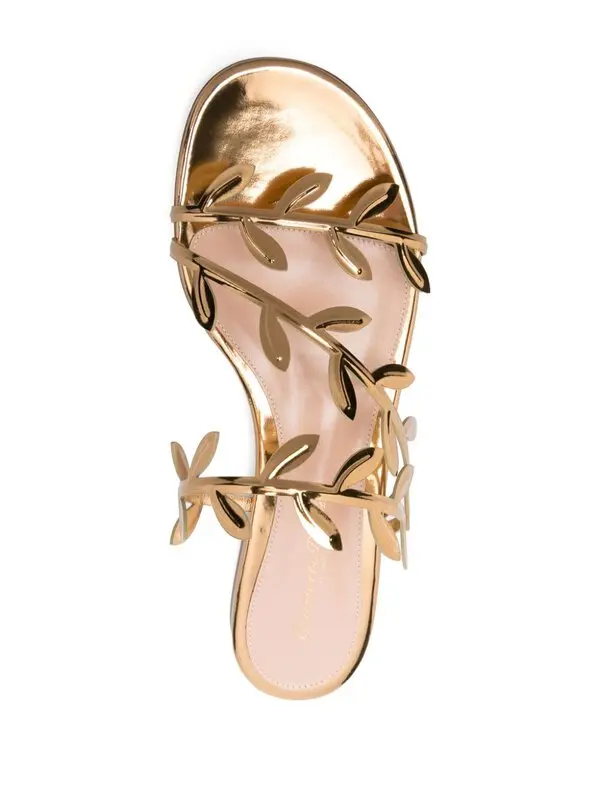 GIANVITO ROSSI Gold-tone Calf Leather Flavia Flat Sandals - Multicolor