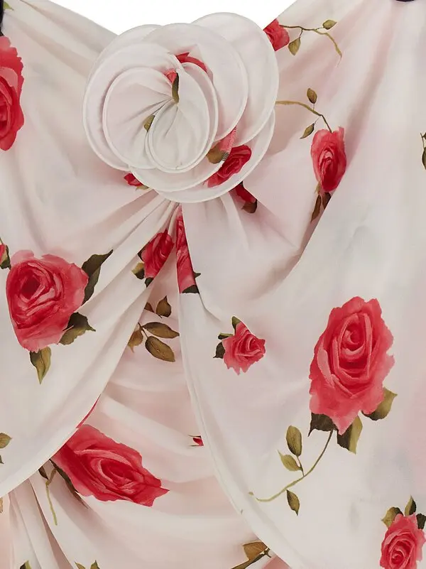 Magda Butrym 09 Rose Print Draped Dress - Multicolor