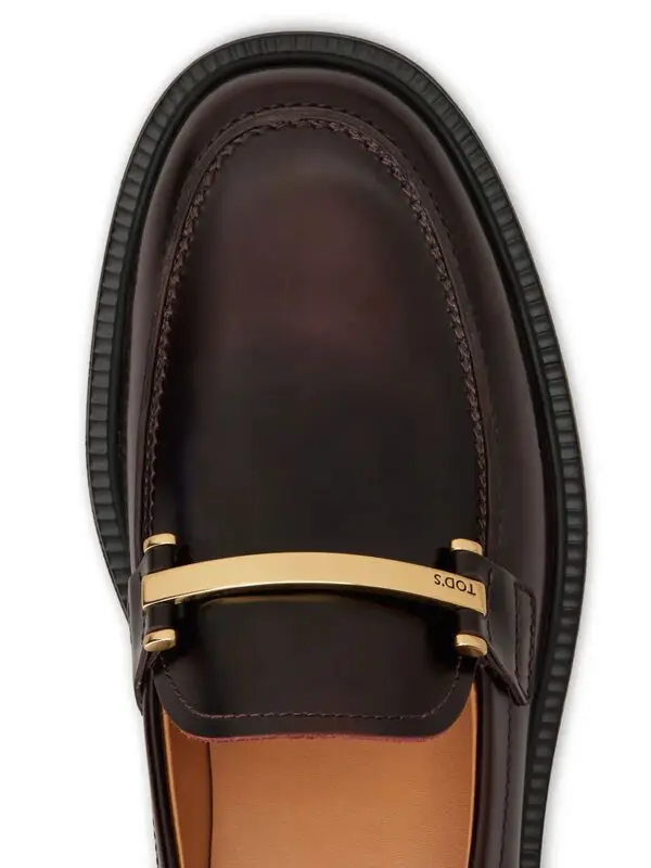 TOD'S Calf Leather Loafers With Metal Bar