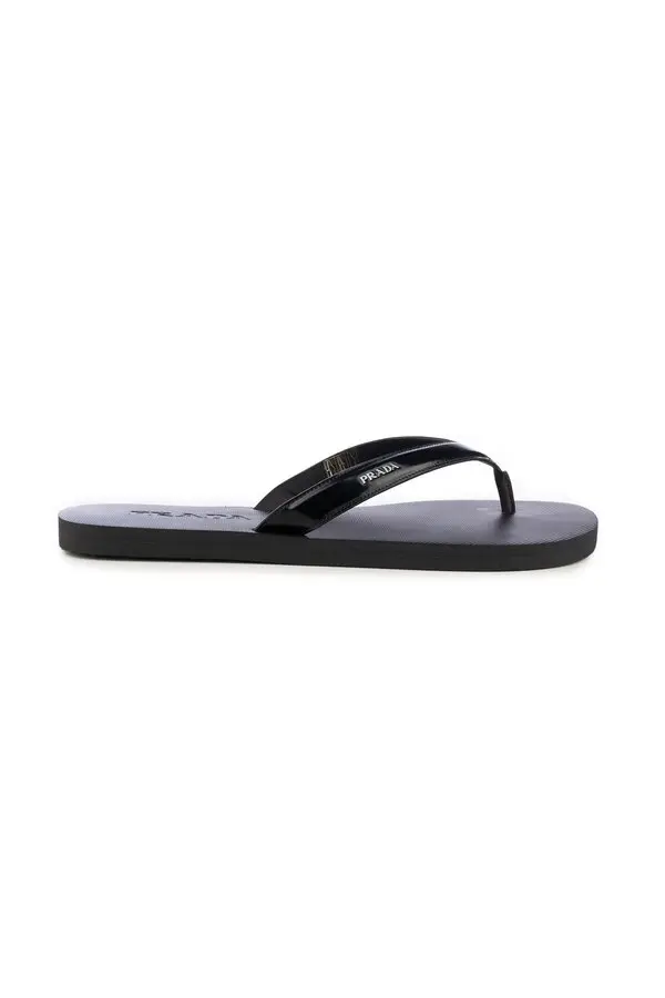 Prada Black Patent Leather Flip Flops
