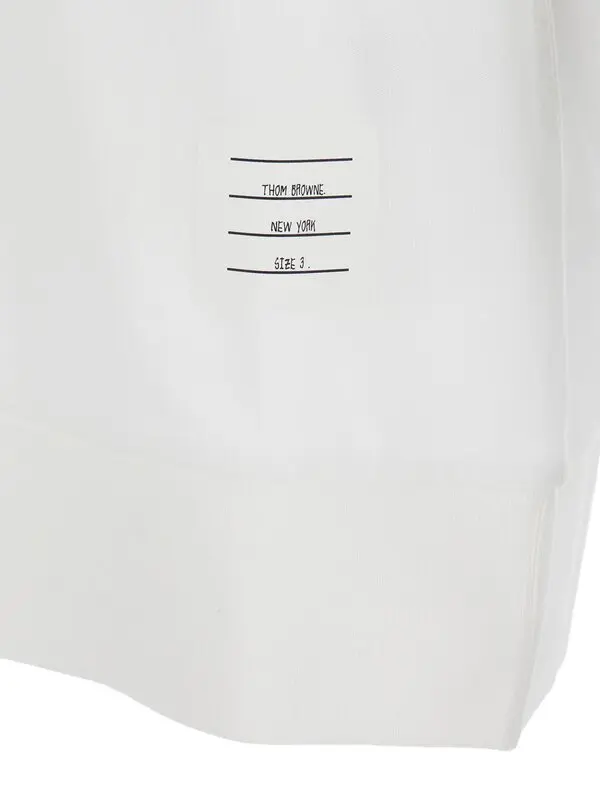 Thom Browne White Polo With Classic Collar And 4-bar Detail On Sleeve In Cotton For