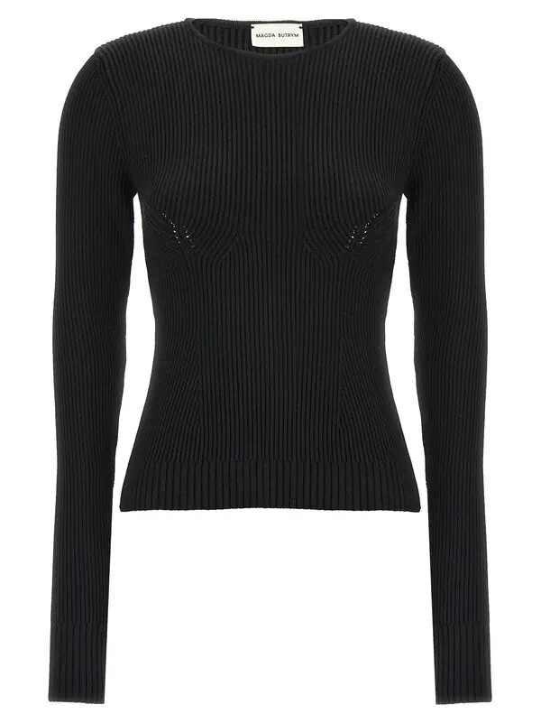 Magda Butrym Ribbed Viscose Blend Sweater - Black