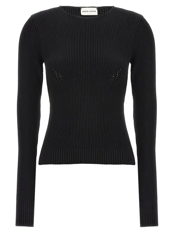 Magda Butrym Ribbed Viscose Blend Sweater - Black