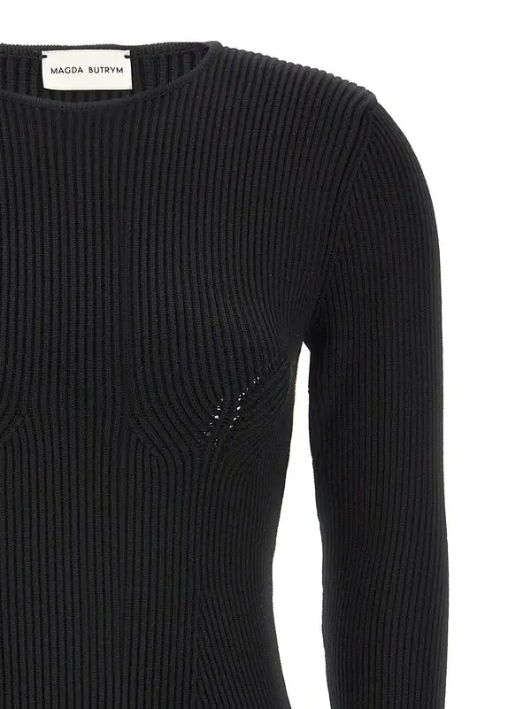 Magda Butrym Ribbed Viscose Blend Sweater - Black