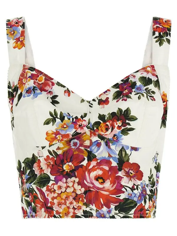 Dolce & Gabbana Mazzo Di Fiori' Print Bustier Top - White