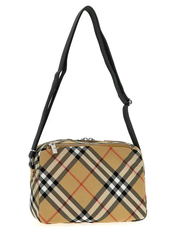 Burberry Check Crossbody Bag With Ekd Logo - Cream