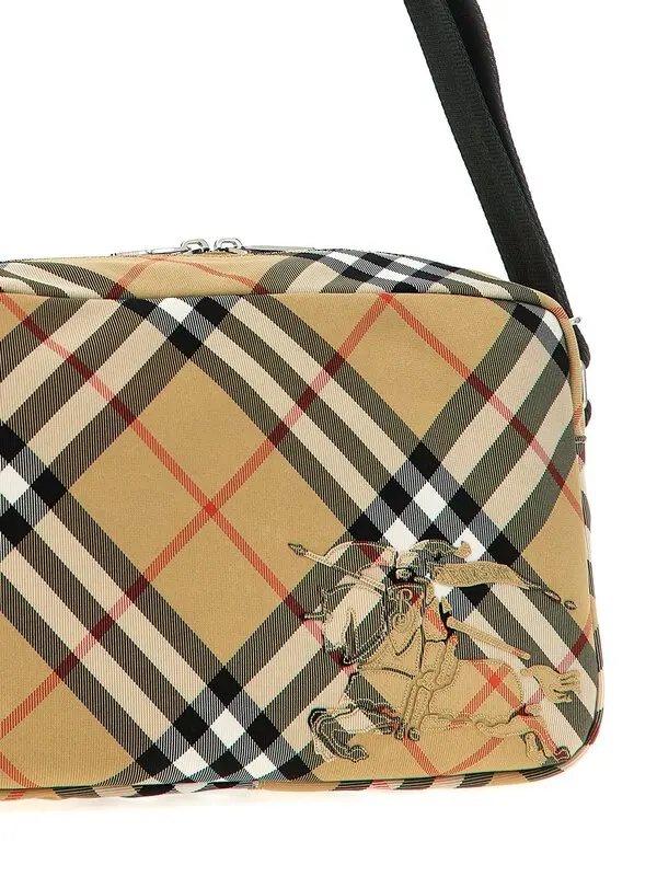 Burberry Check Crossbody Bag With Ekd Logo - Cream