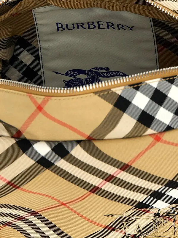 Burberry Check Crossbody Bag With Ekd Logo - Cream