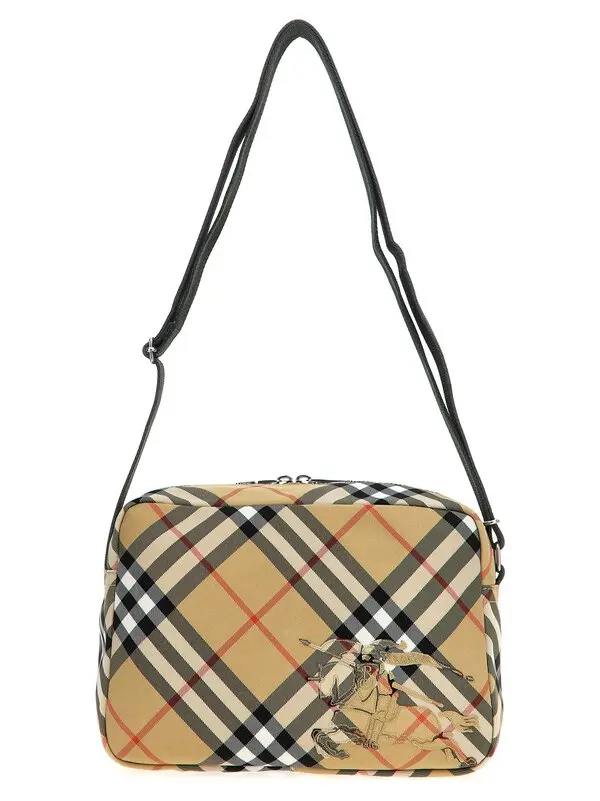 Burberry Check Crossbody Bag With Ekd Logo - Cream