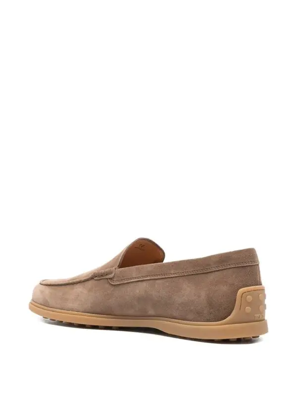 TOD'S Suede Loafers With Rubber Sole - Brown