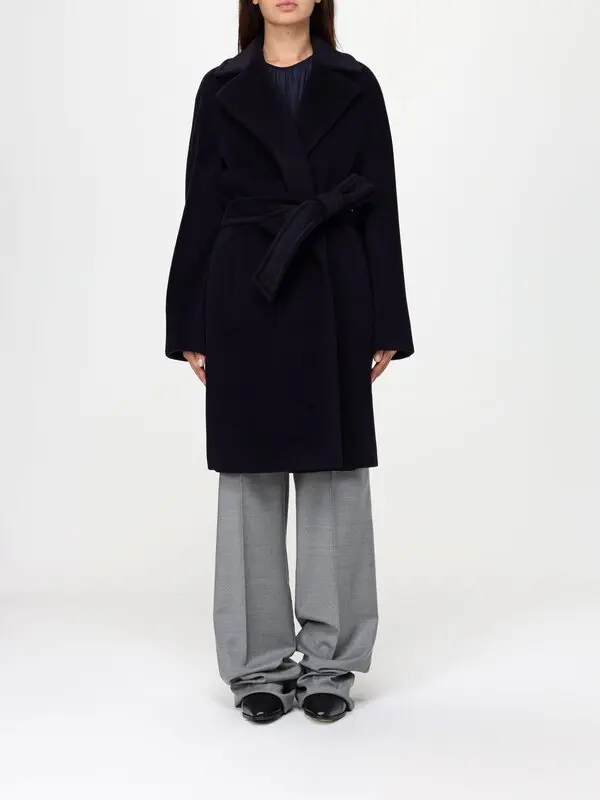 Max Mara Belted Wool Coat - Blue