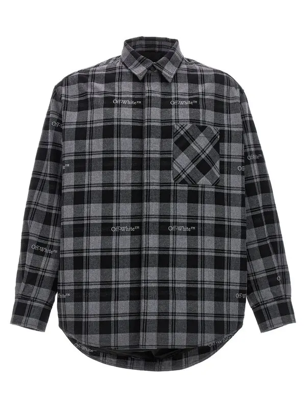 Off-White Check Flannel Padded' Jacket - Gray