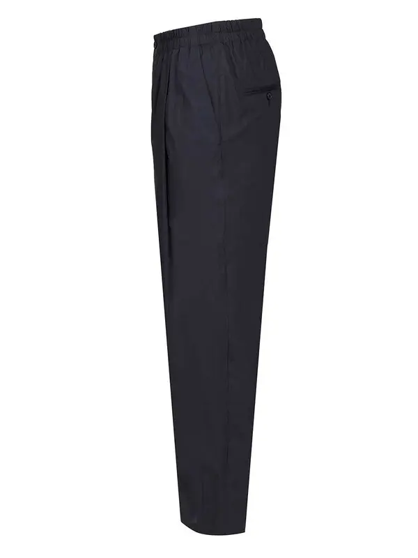 Giorgio Armani Pleated Cotton Trousers With Elasticated Waist - Blue