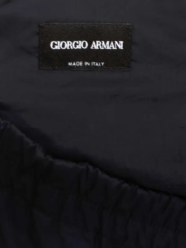 Giorgio Armani Pleated Cotton Trousers With Elasticated Waist - Blue