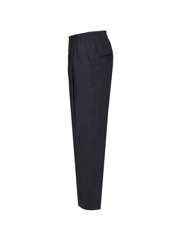 Giorgio Armani Pleated Cotton Trousers With Elasticated Waist - Blue