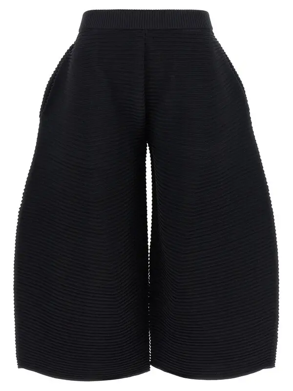 Issey Miyake Corrugated Knit Cropped Wide-leg Pants