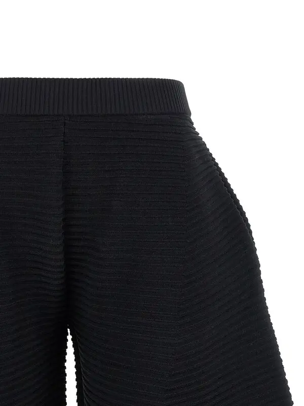 Issey Miyake Corrugated Knit Cropped Wide-leg Pants