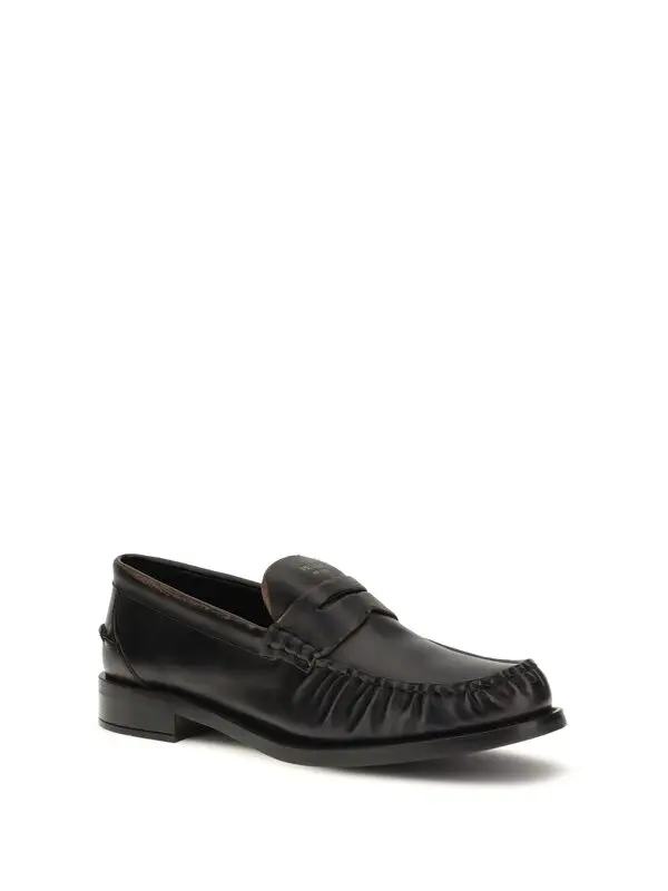 Prada Vintage Effect Leather Loafers