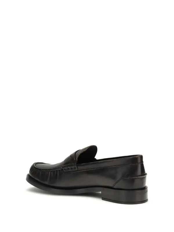 Prada Vintage Effect Leather Loafers