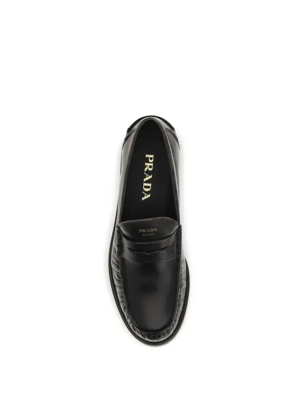 Prada Vintage Effect Leather Loafers