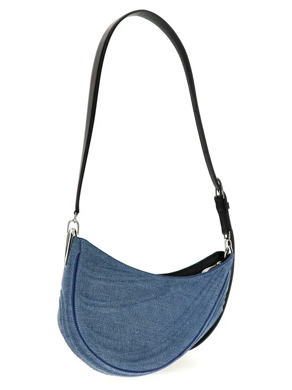 MUGLER Medium Denim Spiral Curve Shoulder Bag - Blue