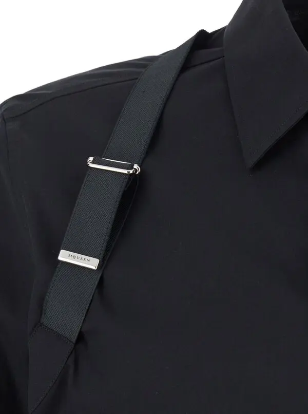 Alexander McQueen Harness' Shirt With Classic Collar And Strap Detail On Sleeve In Cotton For