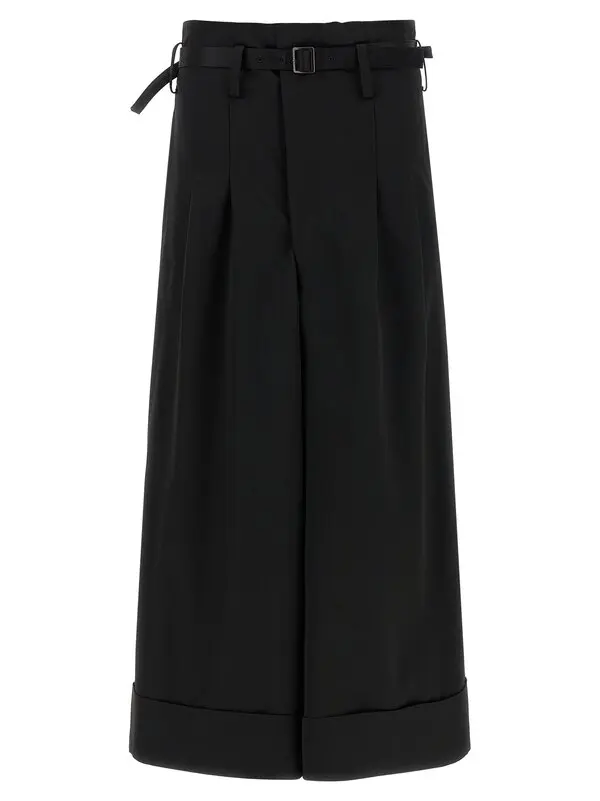 Junya Watanabe High Waist Wide Leg Cropped Pants - Black