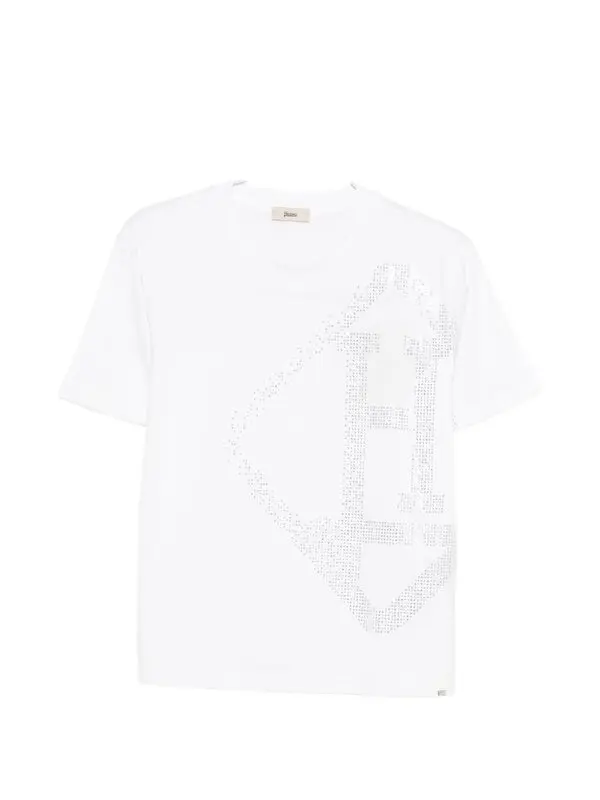 Herno Cotton Crewneck T-shirt With Embellished Logo