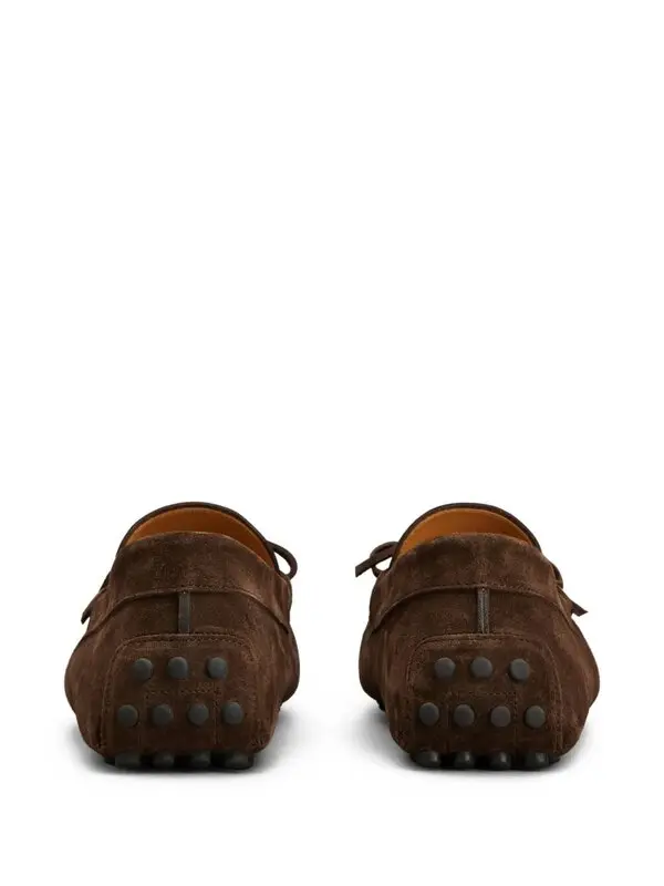 TOD'S Suede Gommino Loafers With Lace Detailing - Brown