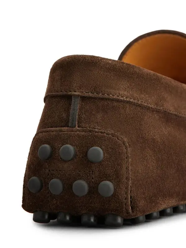 TOD'S Suede Gommino Loafers With Lace Detailing - Brown
