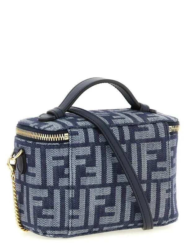 Fendi Ff Denim Vanity Handbag - Blue
