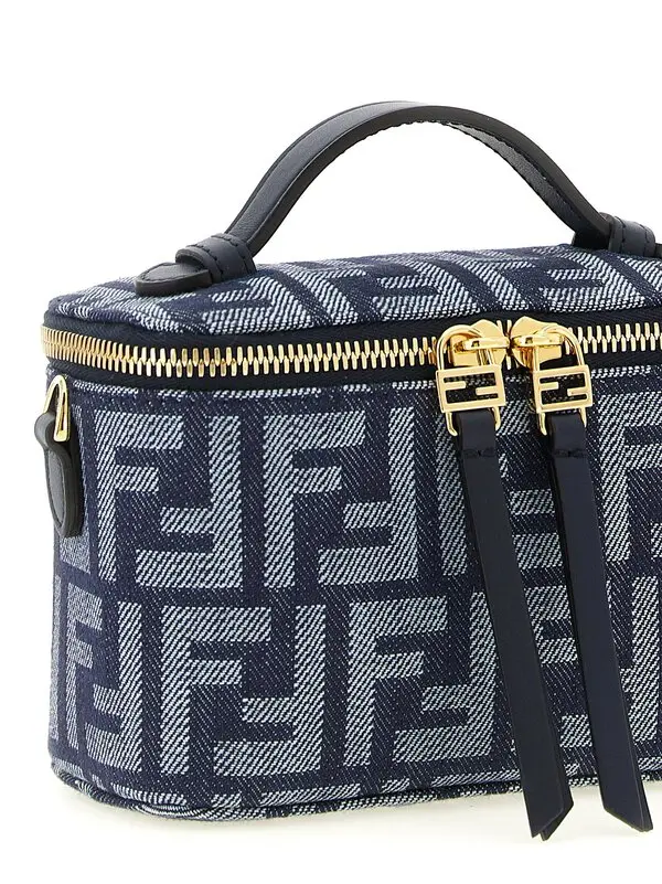 Fendi Ff Denim Vanity Handbag - Blue
