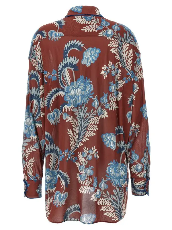 Etro Floral Foliage Print Crepe Jersey Shirt - Multicolor