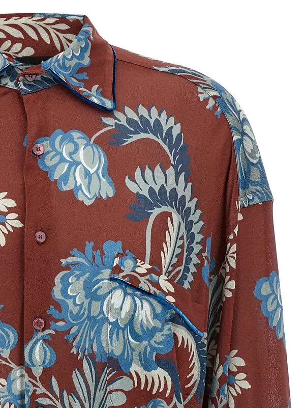 Etro Floral Foliage Print Crepe Jersey Shirt - Multicolor