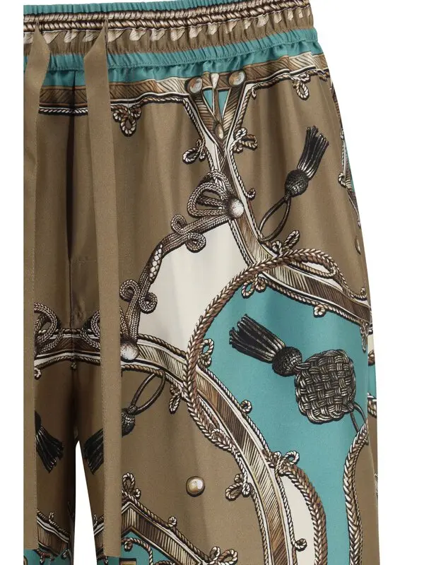 Dolce & Gabbana Vanity Bermuda Shorts In Printed Washed Silk Twill - Multicolor