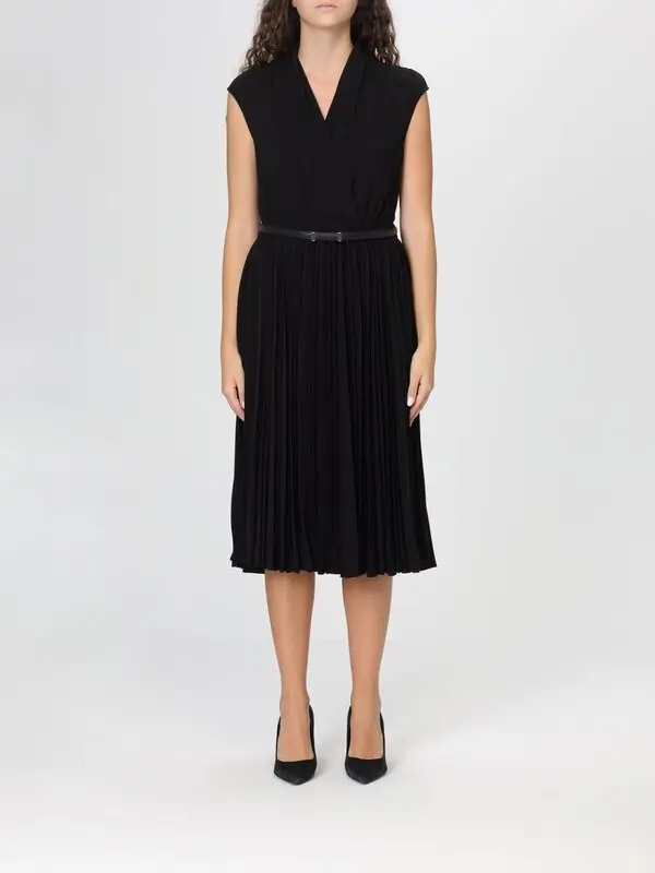 Max Mara Pleated Dress With Belt - Black