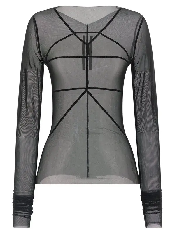 Rick Owens Temple Top Semi-transparent Tulle Sweater - Black