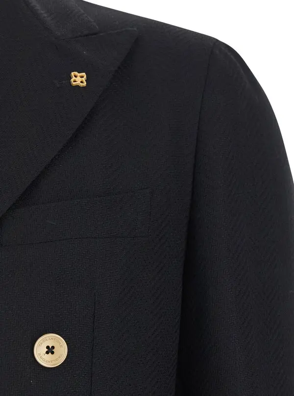 Tagliatore Double-breasted Wool Jacket With Peak Lapels And Jewel Buttons